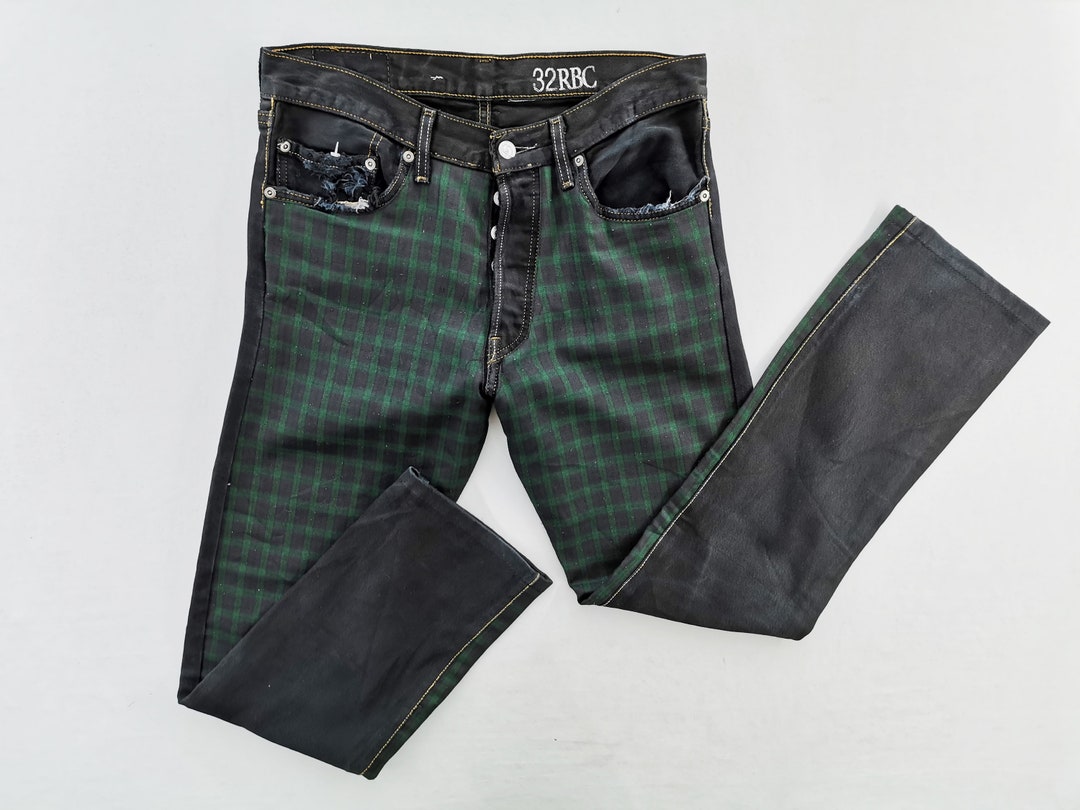 Levis 32 RBC Jeans Distressed Levis 32RBC Tartan Checked Denim - Etsy