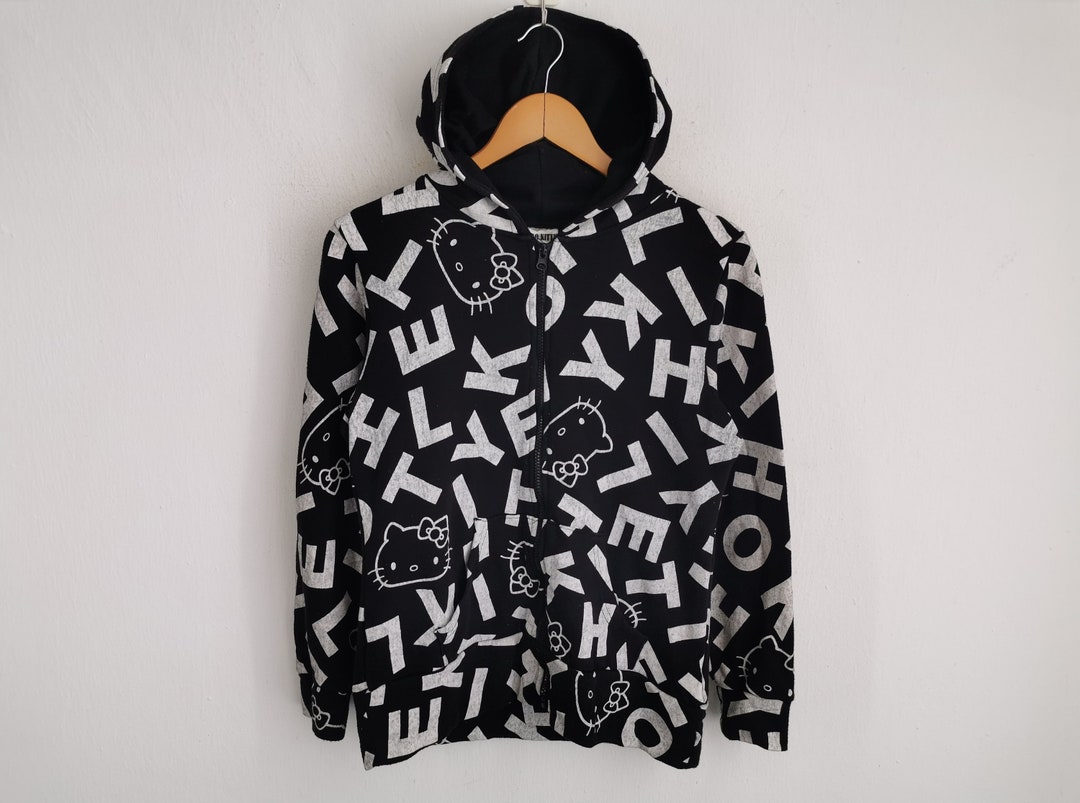 Hello Kitty Sweater Vintage Hello Kitty Overprint Logos Sweater Hoodie ...