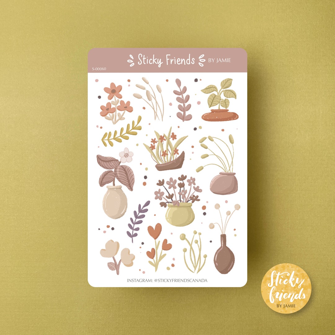 Bohemian Flower Stickers Boho Vintage Style Hand Draw Flower Bullet ...