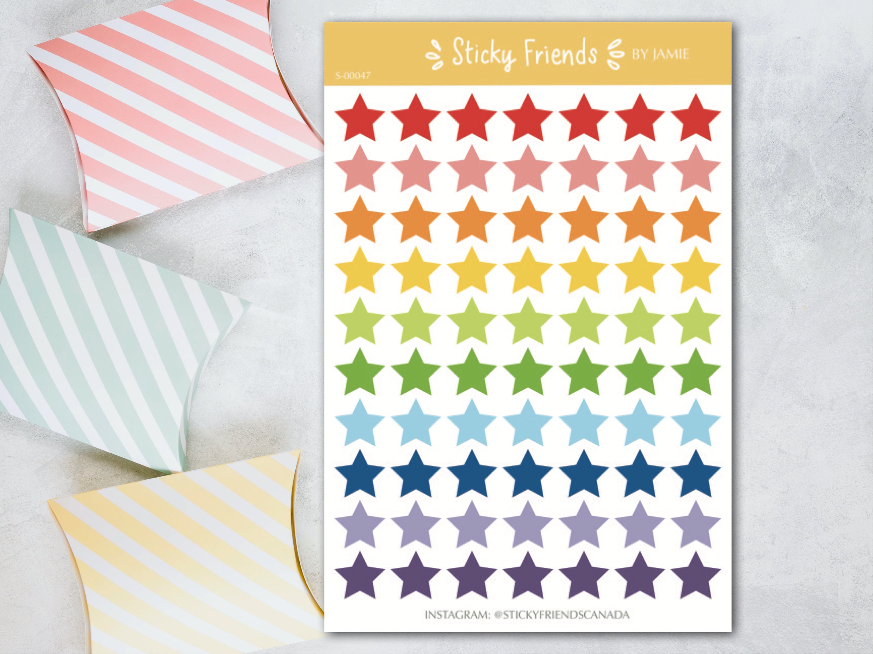 Star Stickers Sheet Pack Rainbow Stars Stickers Sheet Pastel - Etsy