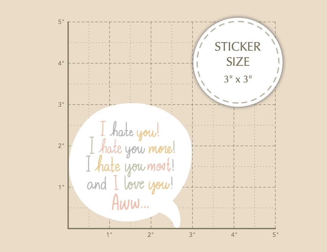 Papercraft Scrapbooking I Hate You I Love You Waterproof Vinyl Sticker ...