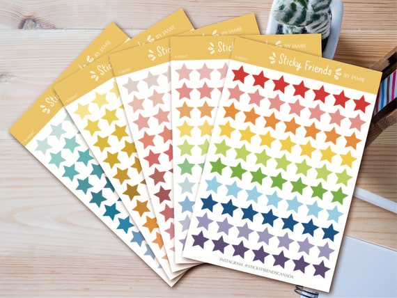 Star Stickers Sheet Pack Rainbow Stars Stickers Sheet Pastel - Etsy