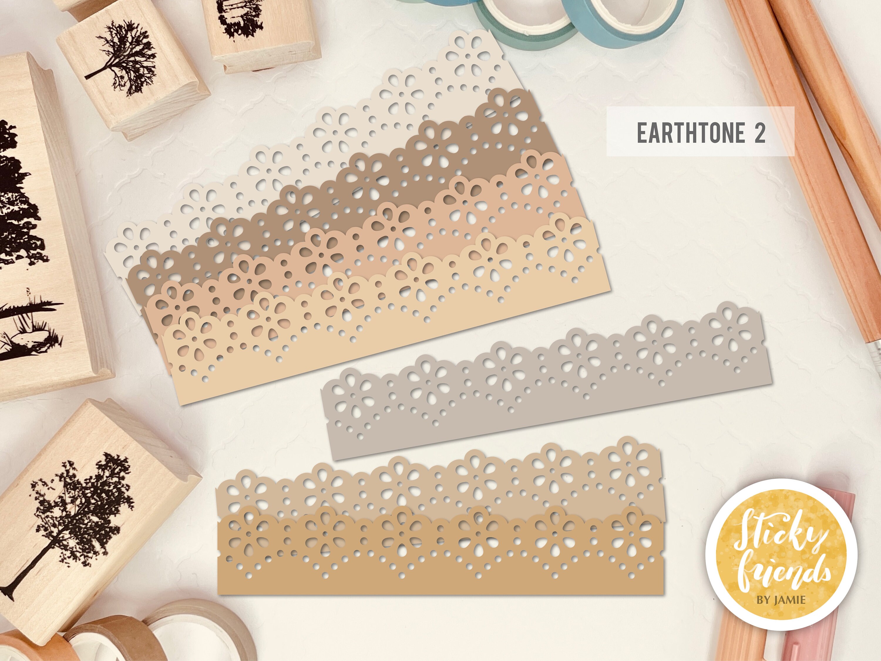 Decorative Border Stickers Earth Tone Die Cut Adhesive - Etsy