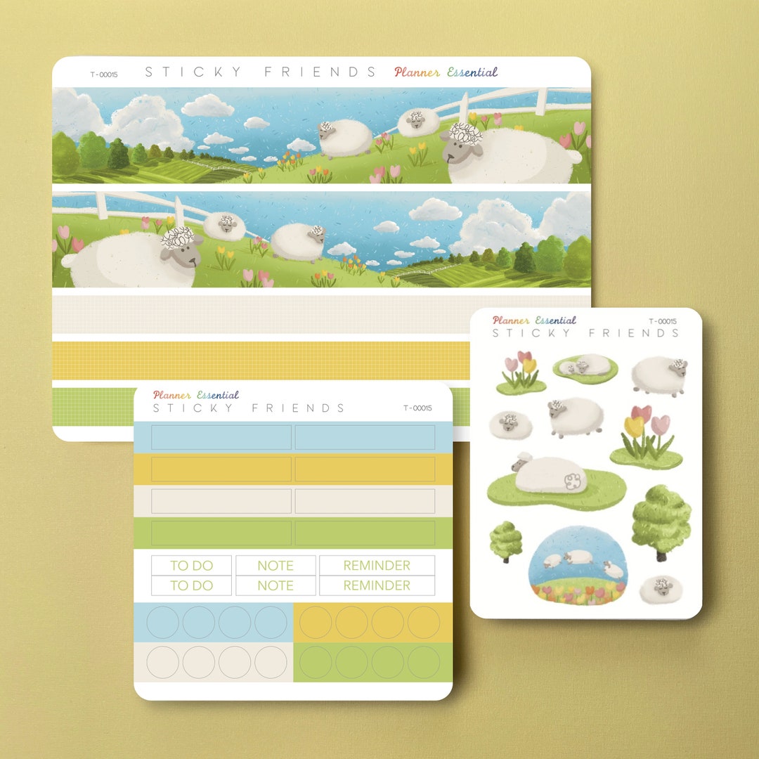 Sheep Planner Sticker Set: Washi Tapes, Functional Stickers - Etsy
