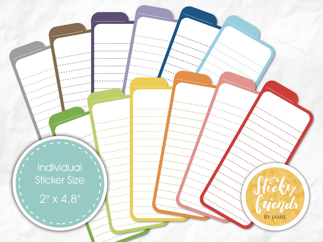 Large File Tab Label Stickers: Lined Note Planner Stickers - Etsy