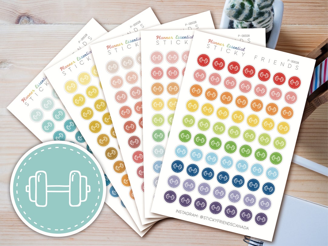 Weight Lifting Sticker Dumbbell Exercise Gym Bujo Sticker - Etsy