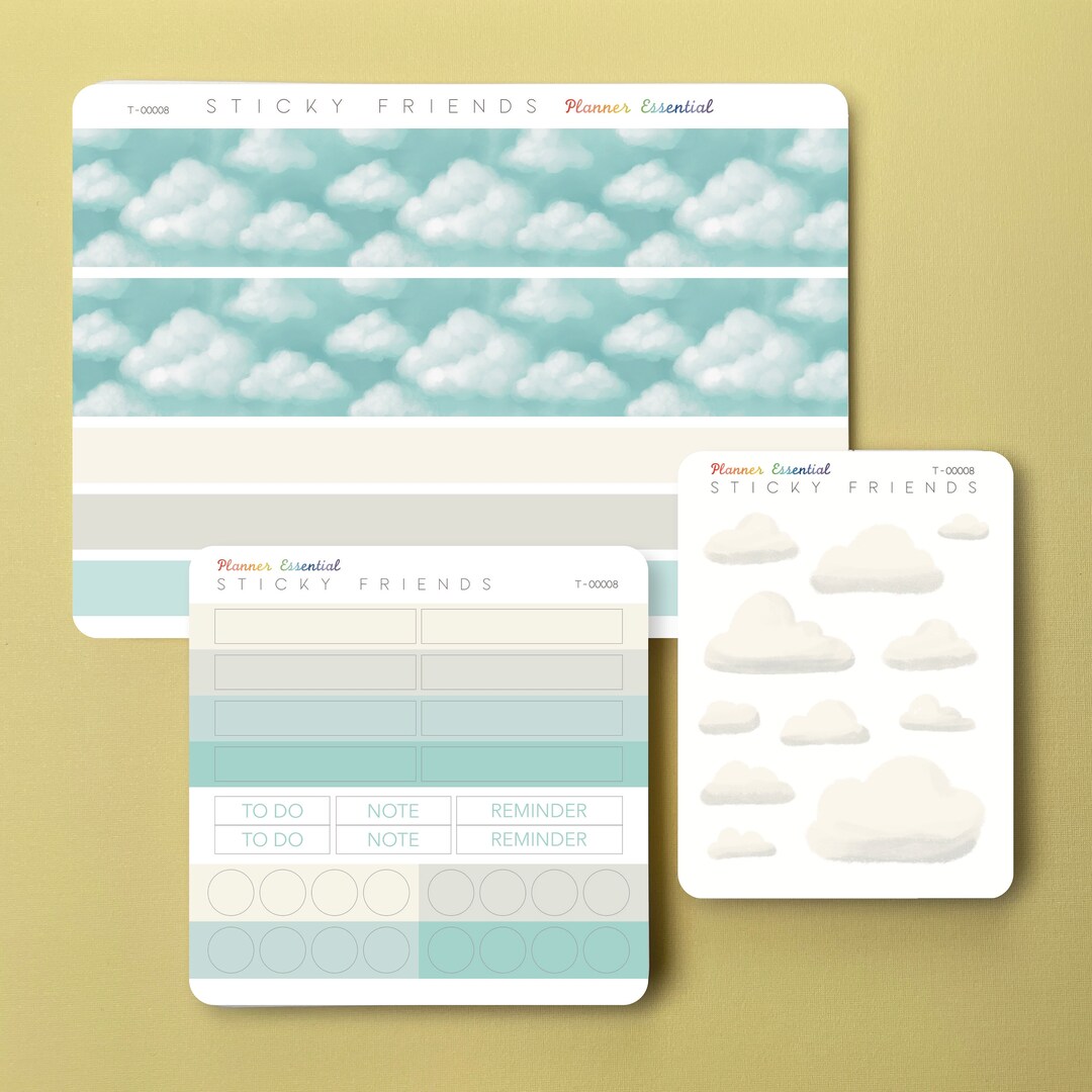 Clouds Planner Sticker Set Washi Tapes Functional Stickers Labels Theme ...