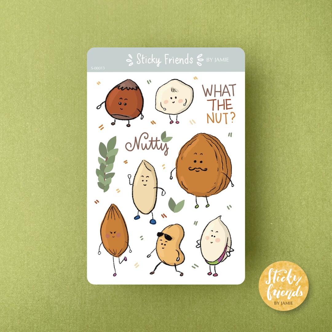 Nuts Sticker Sheet | Stickers for Planner | Cute Sticker Set | Planner ...