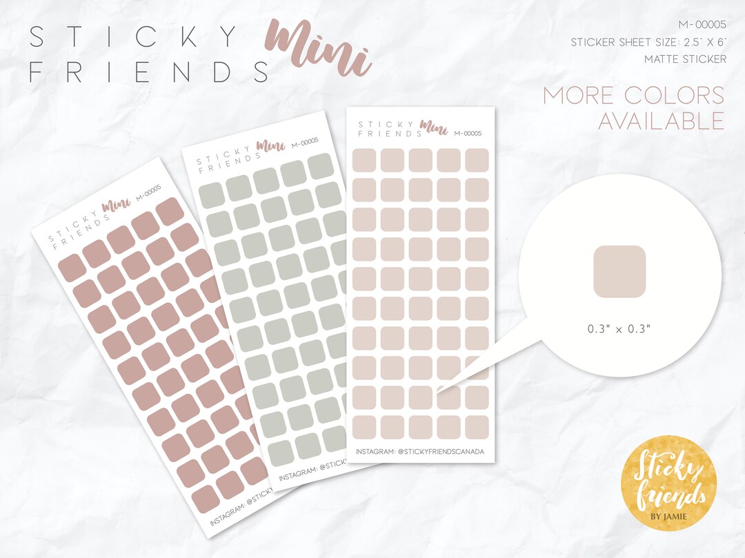 Round Square Sticker Bullet Journal Stickers Sheet Bujo - Etsy