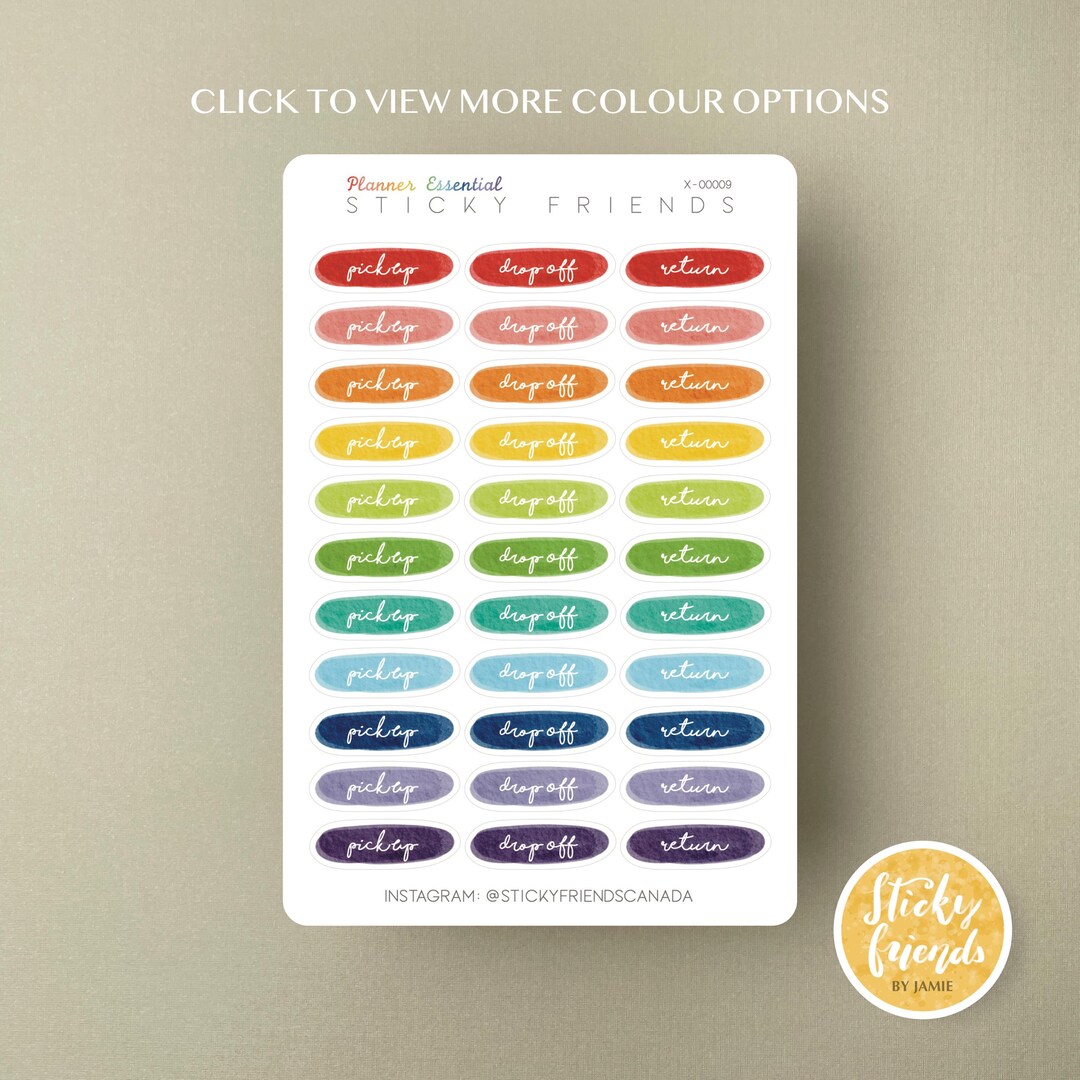 Pick up / Drop off / Return | Watercolor Title Planner Stickers Sheet ...
