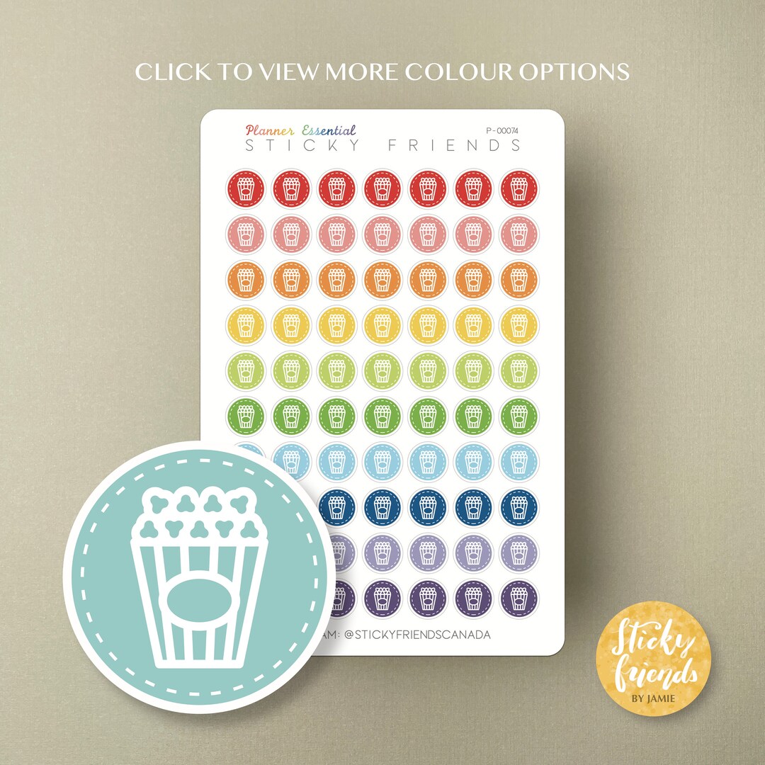 Popcorn | Movie Cinema Theater Film Planner Icon Stickers - Etsy