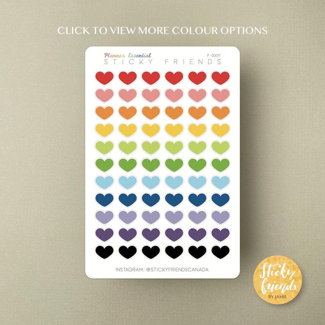Hearts Stickers Sheet Pack Rainbow Heart Stickers Sheet Pastel Hearts ...