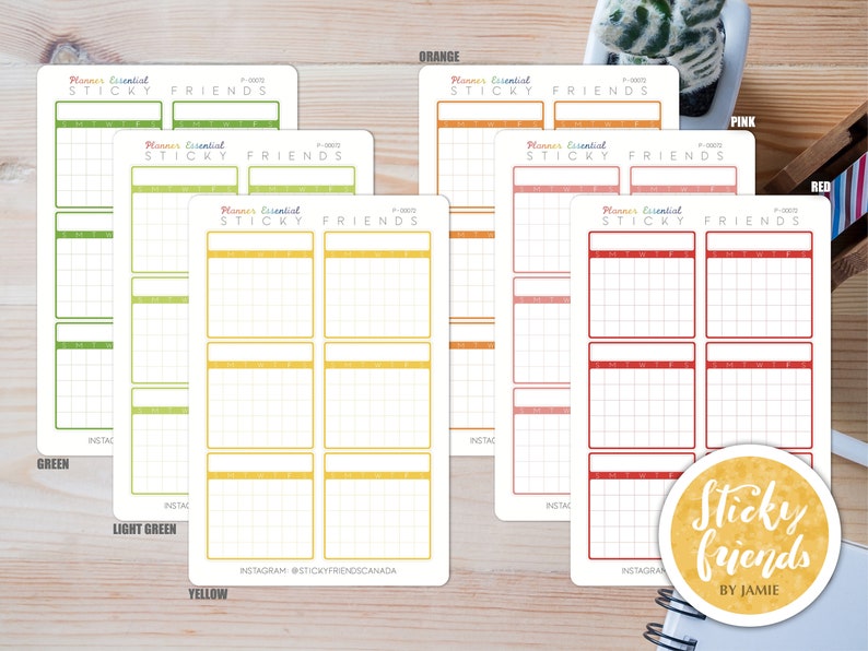 Calendar | Monthly Calendar Sticker Yearly Calendar Sticker Weekly ...