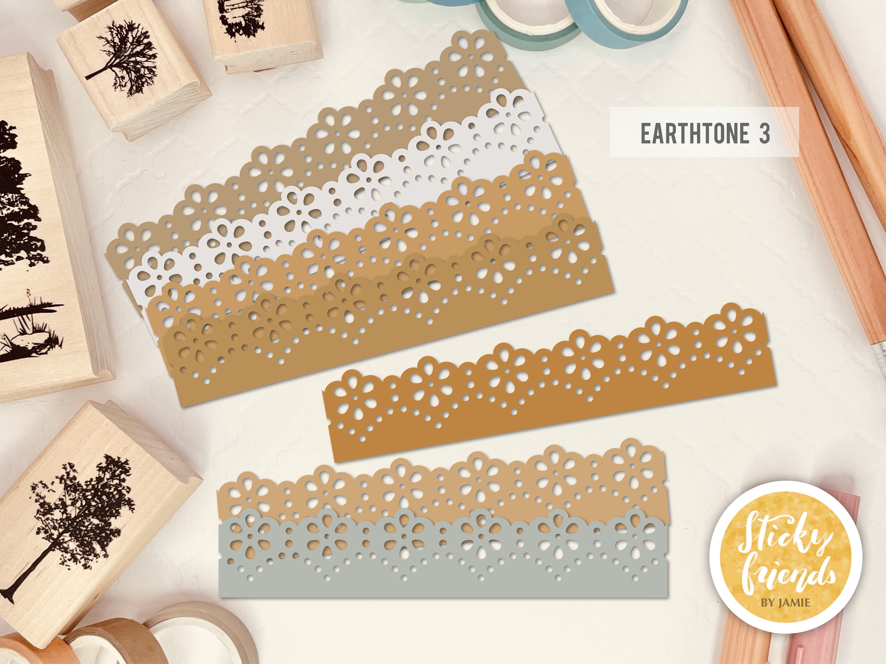 Decorative Border Stickers Earth Tone Die Cut Adhesive - Etsy