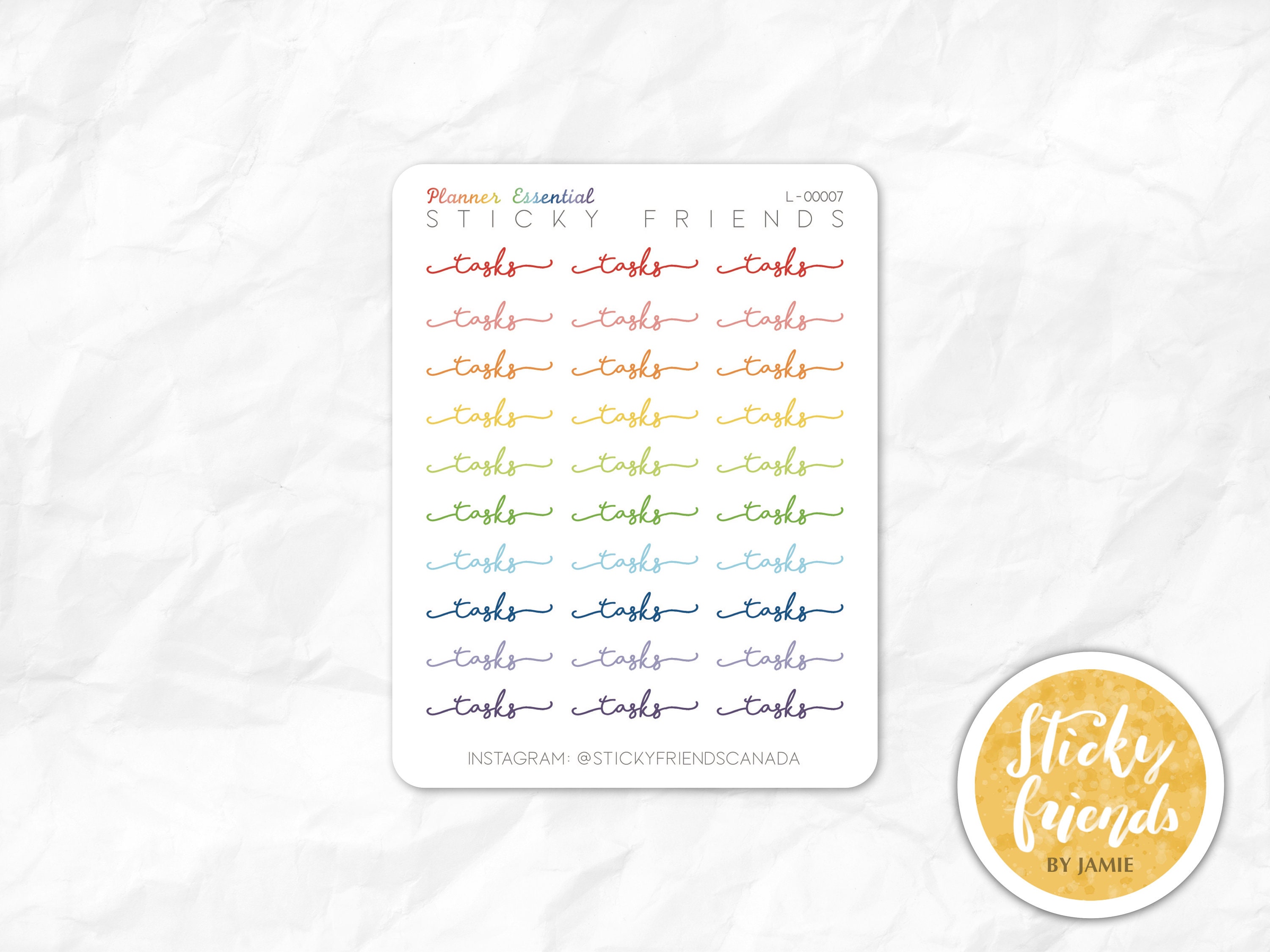 TASKS Script Header Sticker Planner Essential Sticker - Etsy