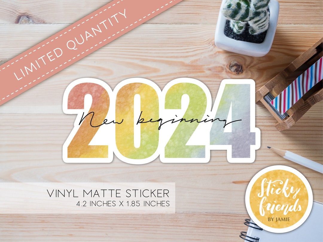 2024 Watercolour New Year Vinyl Sticker Waterproof Vinyl - Etsy