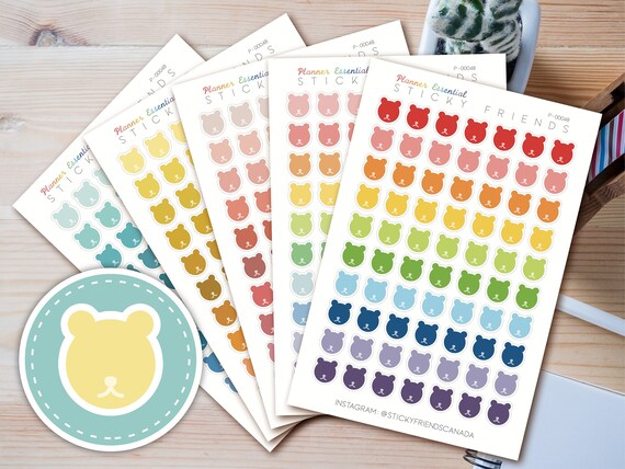 Bear Stickers Sheet Pack Rainbow Bear Stickers Sheet Pastel - Etsy