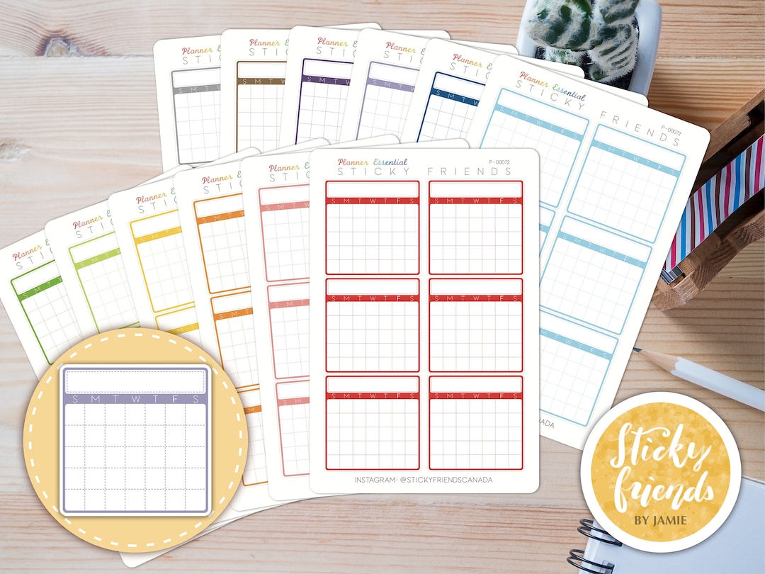 Calendar | Monthly Calendar Sticker Yearly Calendar Sticker Weekly ...