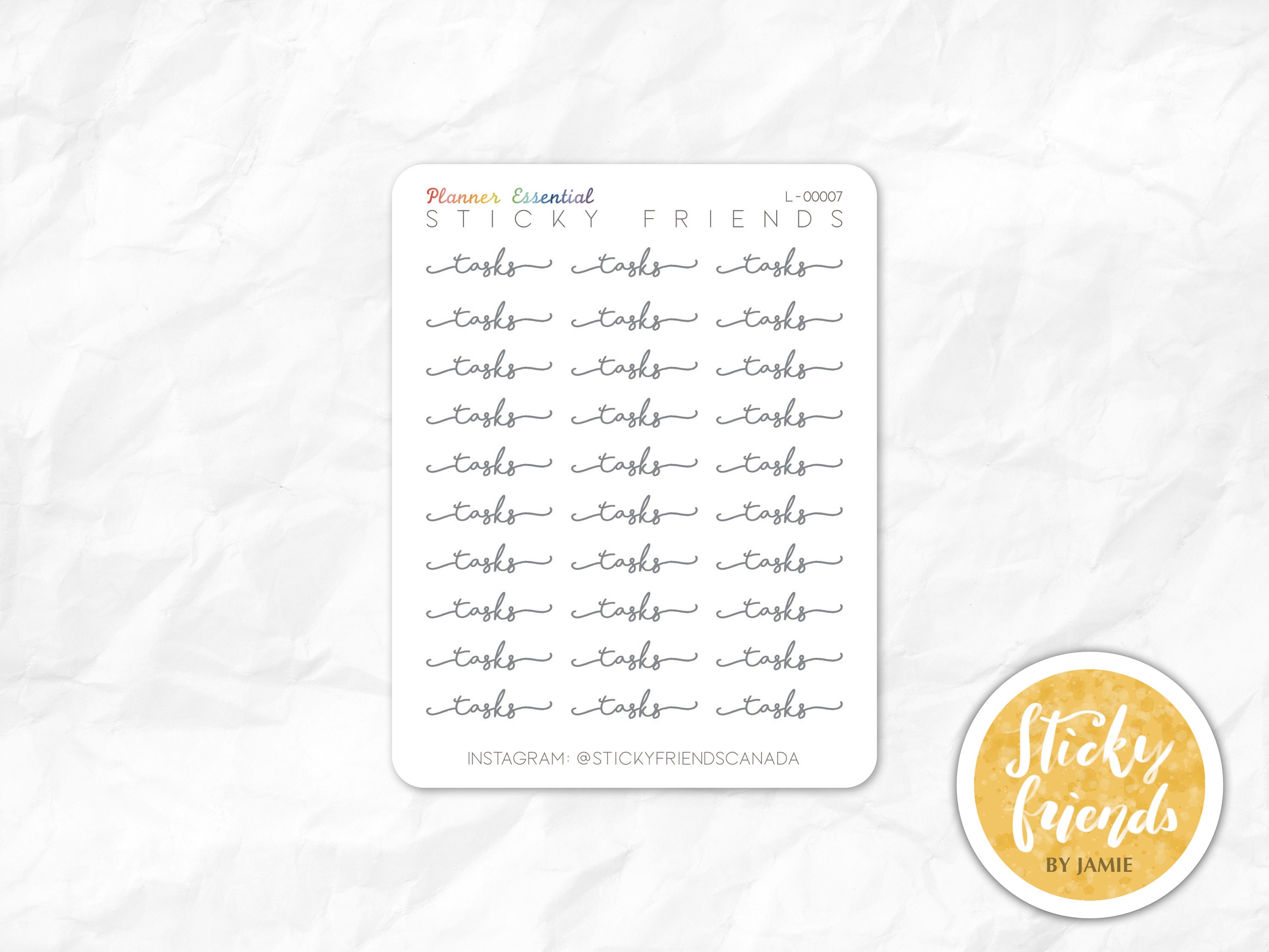 TASKS Script Header Sticker Planner Essential Sticker - Etsy