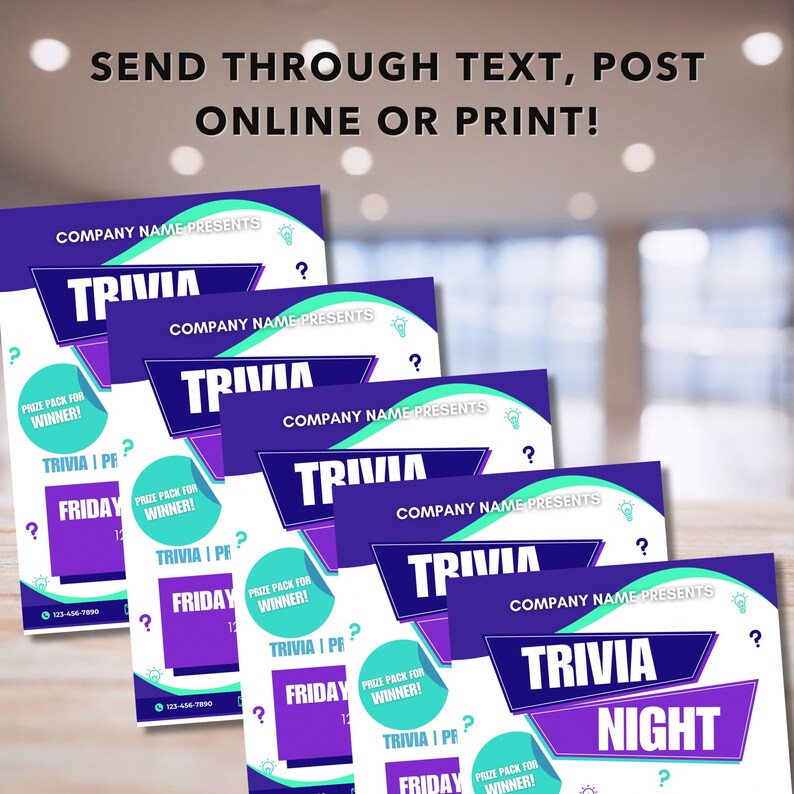 Trivia Night Editable Flyer, Trivia Night Flyer, Trivia Ad, Trivia ...