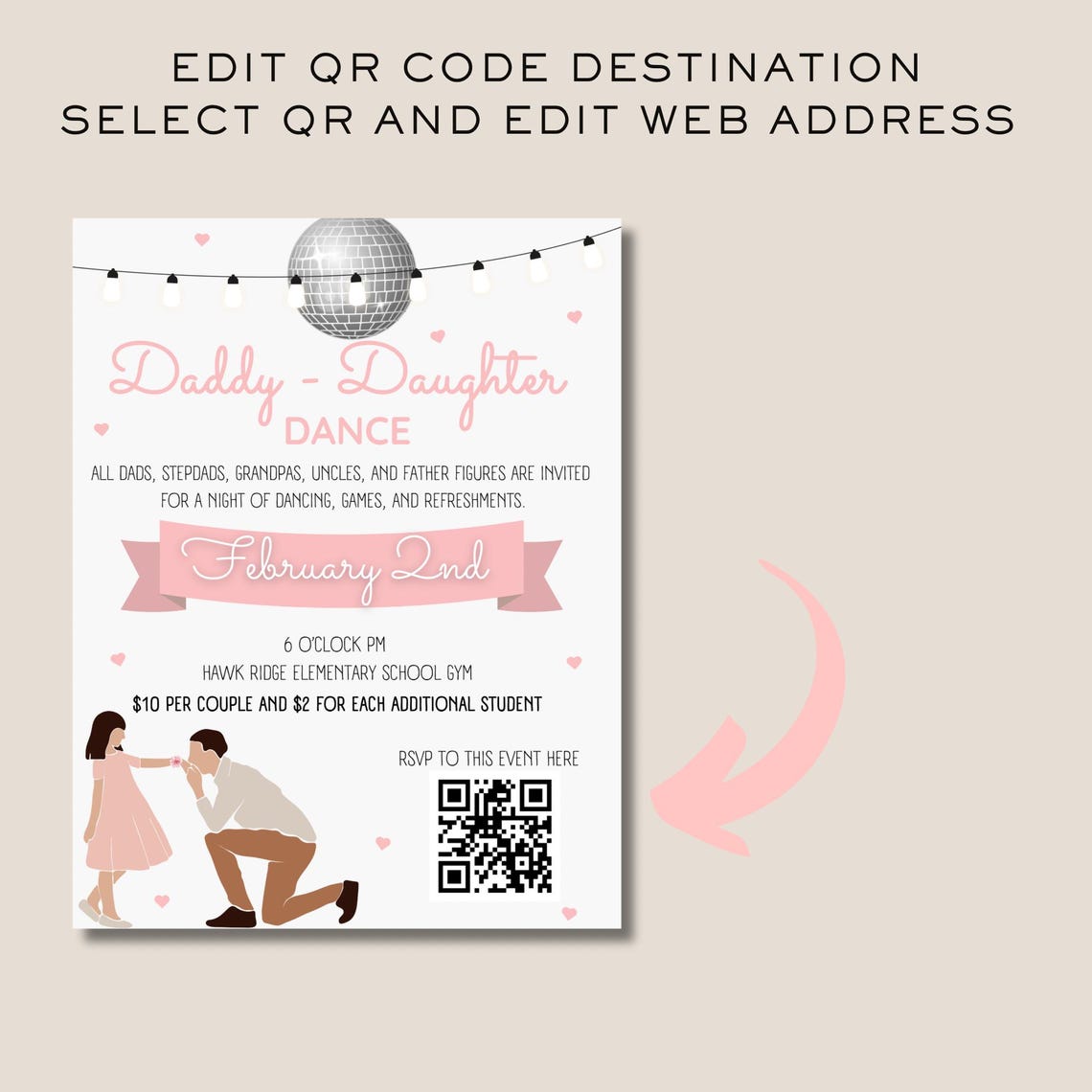 Editable Daddy Daughter Dance, School Dance Flyer, Daddy Daughter Event ...