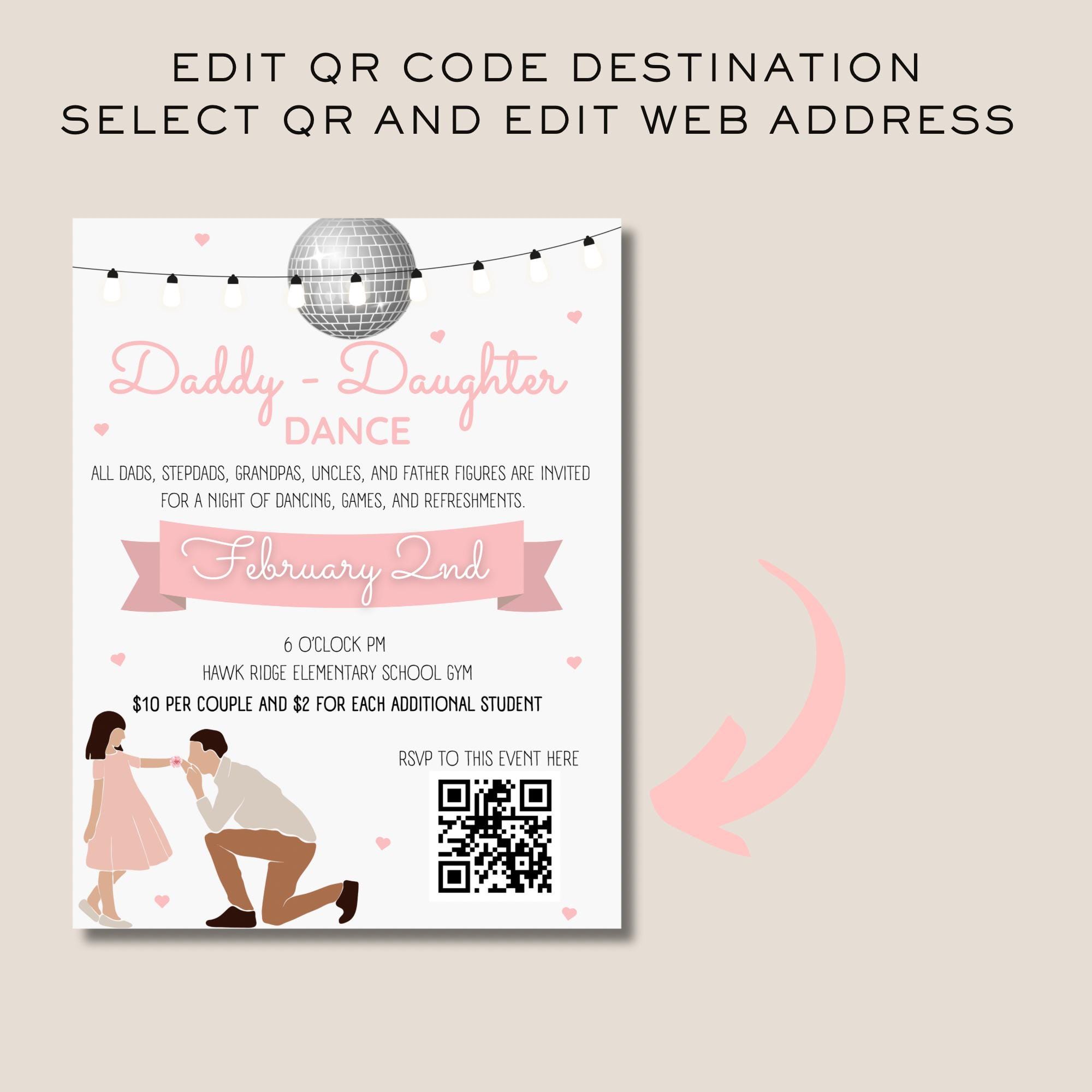 Editable Daddy Daughter Dance, School Dance Flyer, Daddy Daughter Event ...