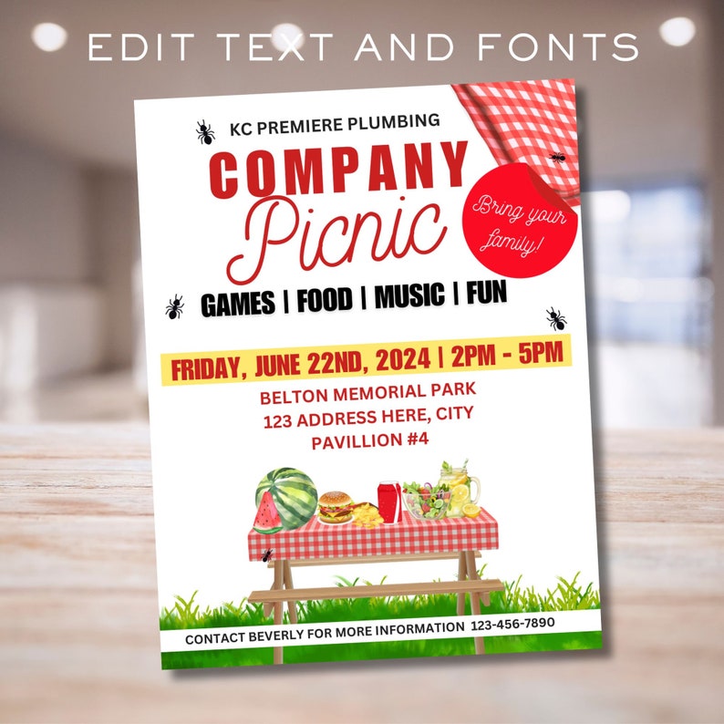 Company Picnic Flyer Template, Picnic Event Flyer, BBQ Flyer Template ...
