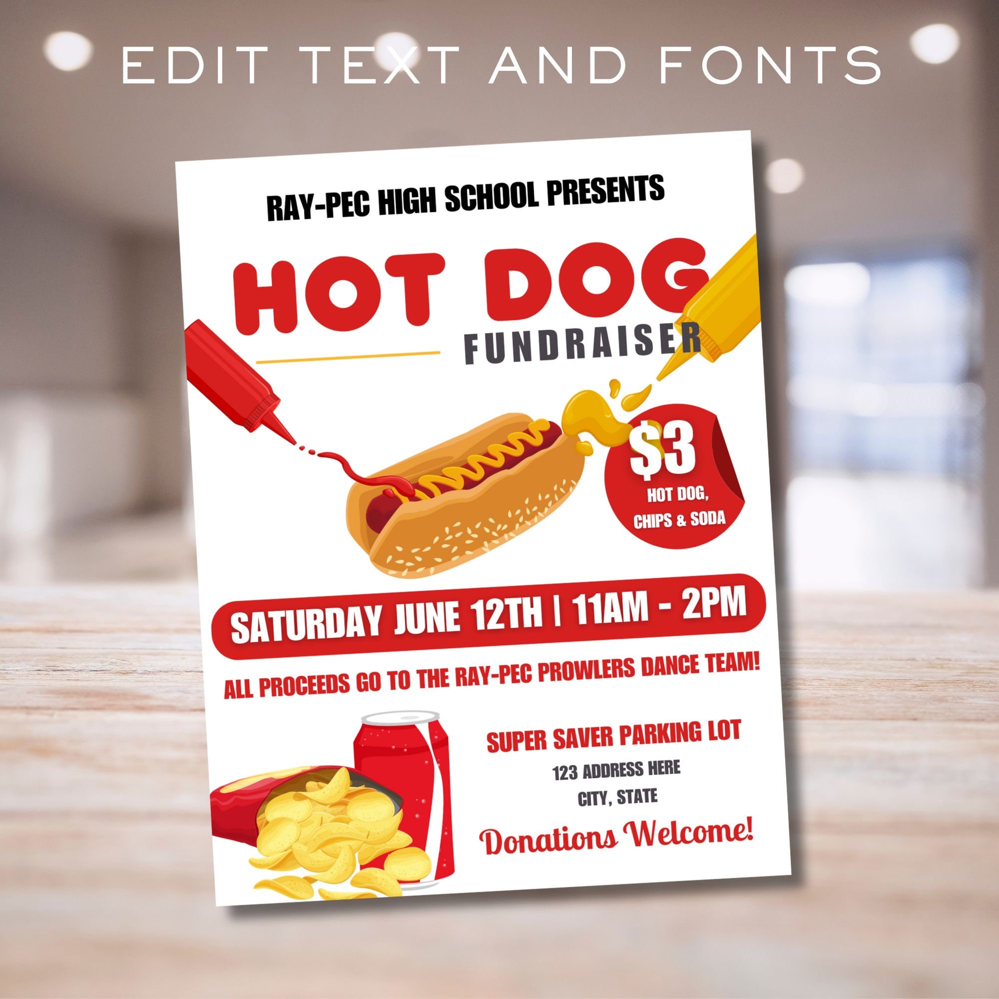 Hot Dog Fundraiser Flyer, Hot Dog Sale, Hot Dog Flyer, Fundraiser Flyer ...