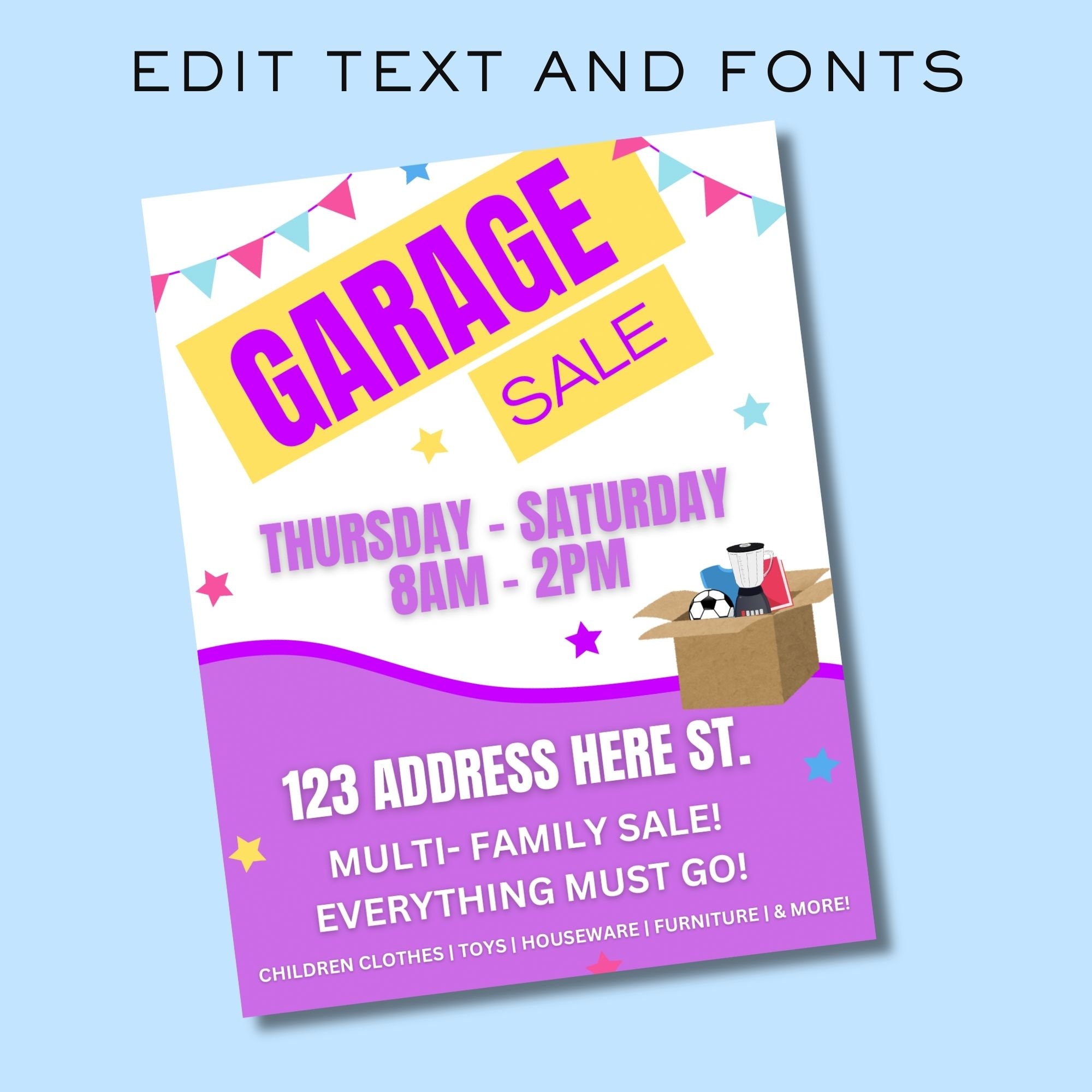 Garage Sale Flyer, Flyer Template, Yard Sale Flyer, Garage Sale Sign ...