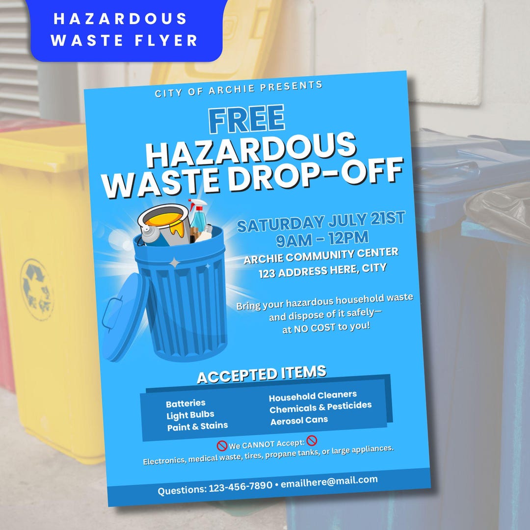 Printable Hazardous Waste Drop-off Event Flyer | Eco-friendly Community ...