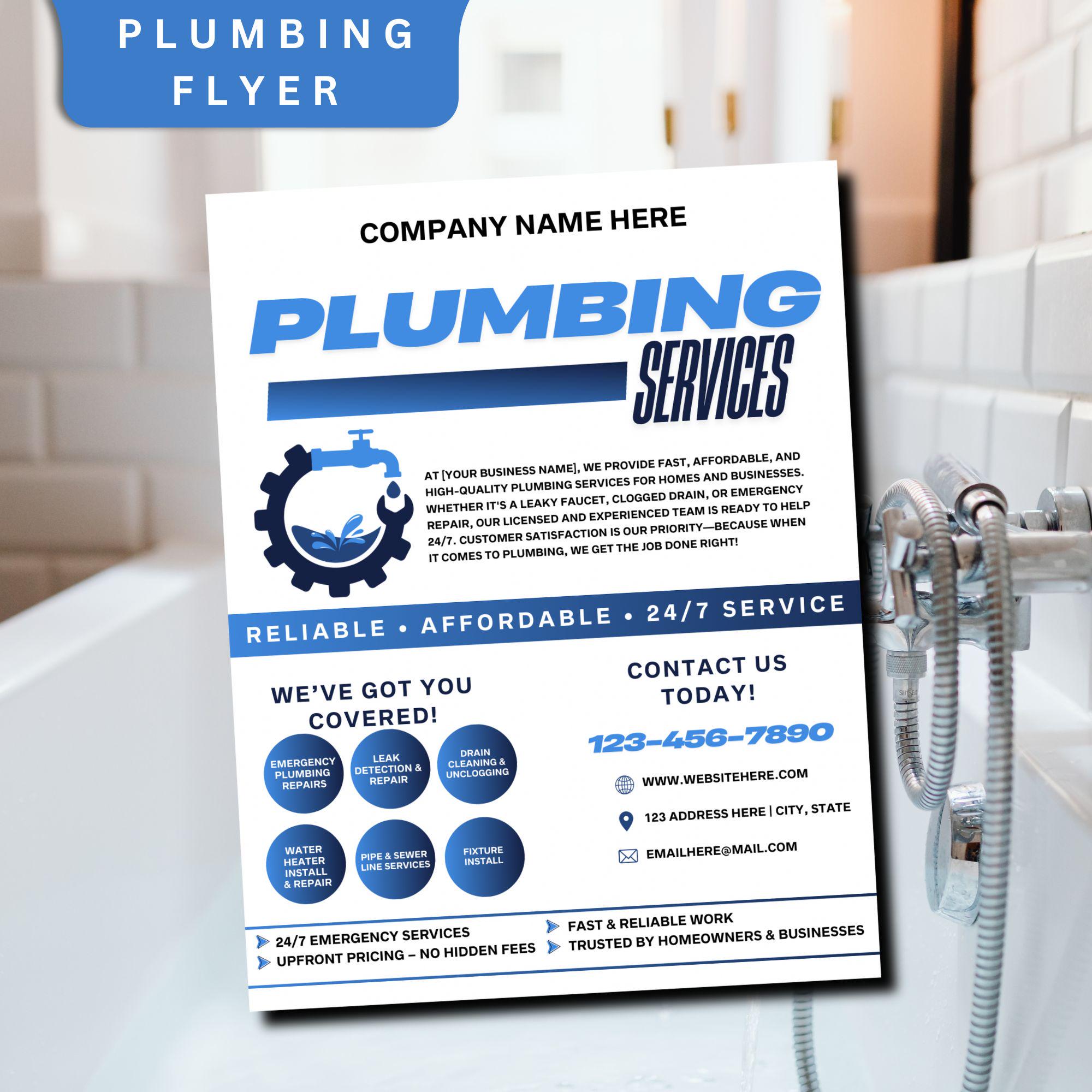 Editable Plumbing Flyer, Plumber Flyer, Plumbing Service Flyer ...