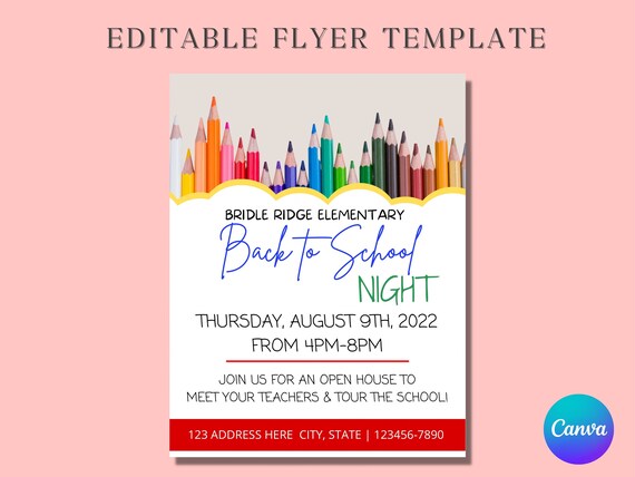 Back to School Flyer Editable Flyer Back to School Night - Etsy