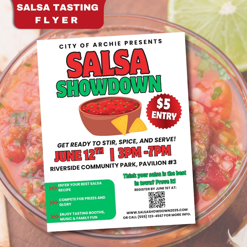 Editable Salsa Food Contest Flyer Template | Fiesta Event Invitation ...