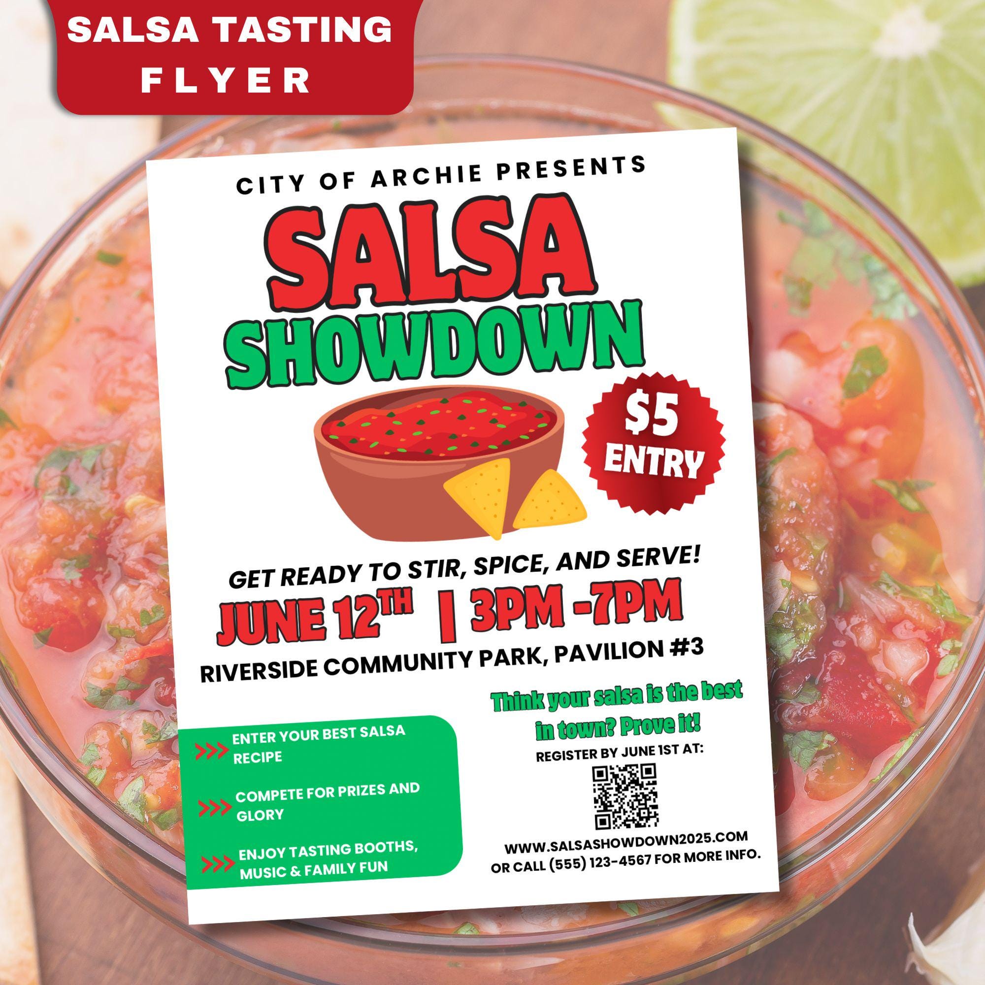 Editable Salsa Food Contest Flyer Template | Fiesta Event Invitation ...