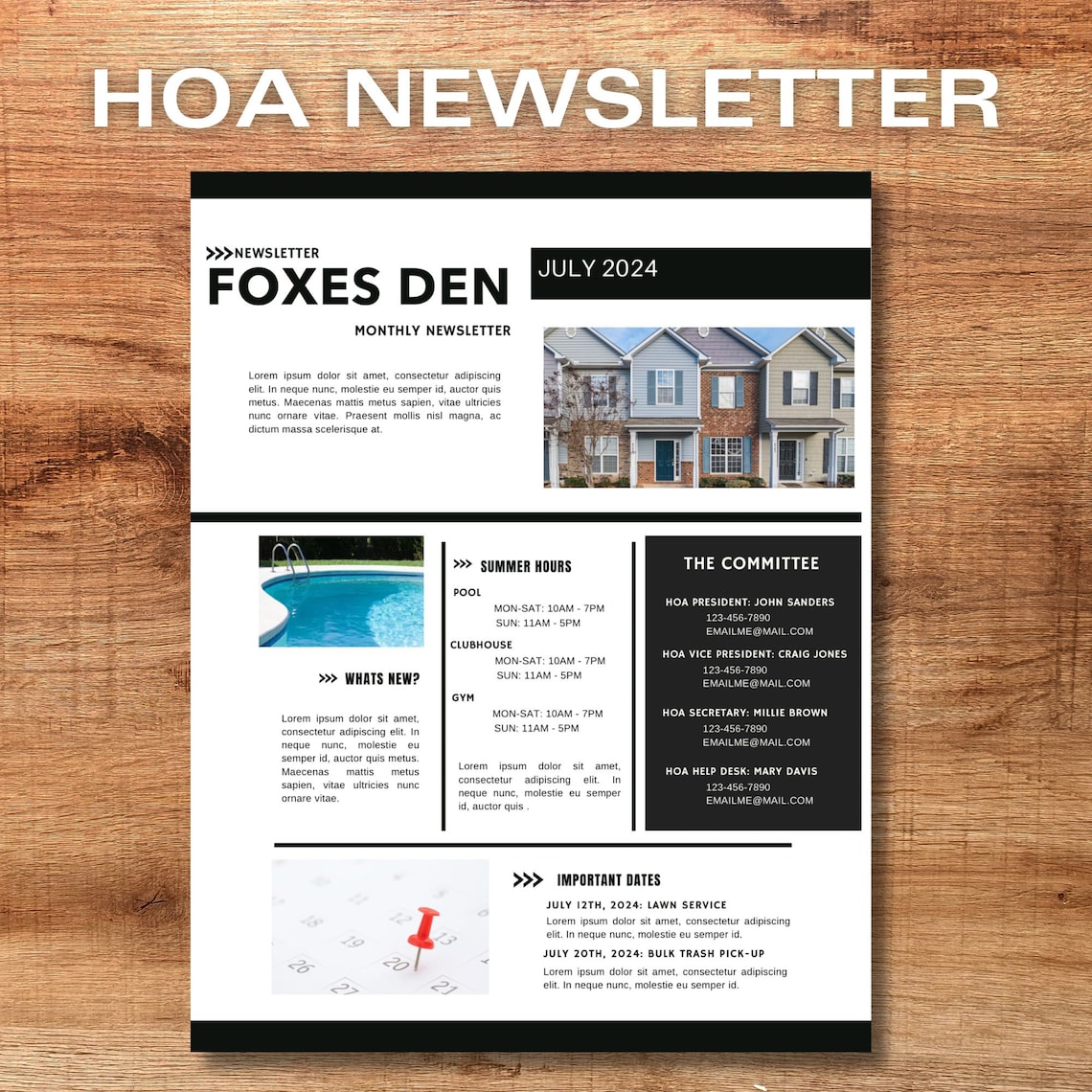Editable HAO Newsletter Template, HOA Flyer, HOA Newsletter, Canva ...
