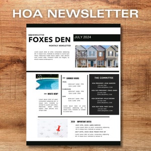 Editable HAO Newsletter Template, HOA Flyer, HOA Newsletter, Canva ...