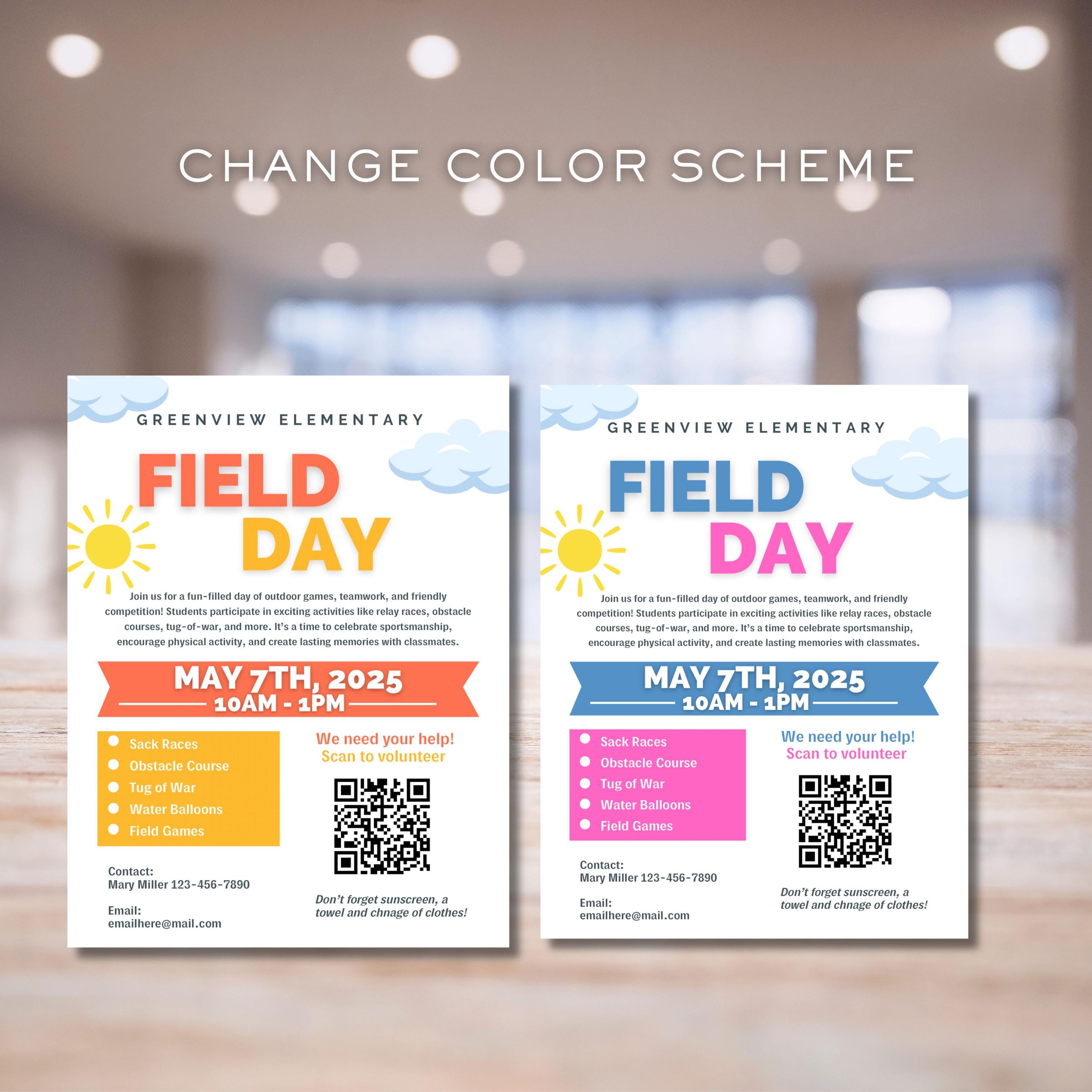 School Field Day Flyer, Editable Field Day Flyer, Fun Day Flyer, School ...