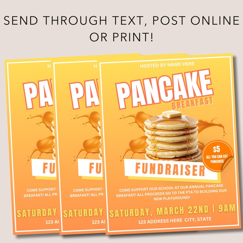 Pancake Breakfast Flyer, Pancake Flyer, Flyer Template, Pancake ...