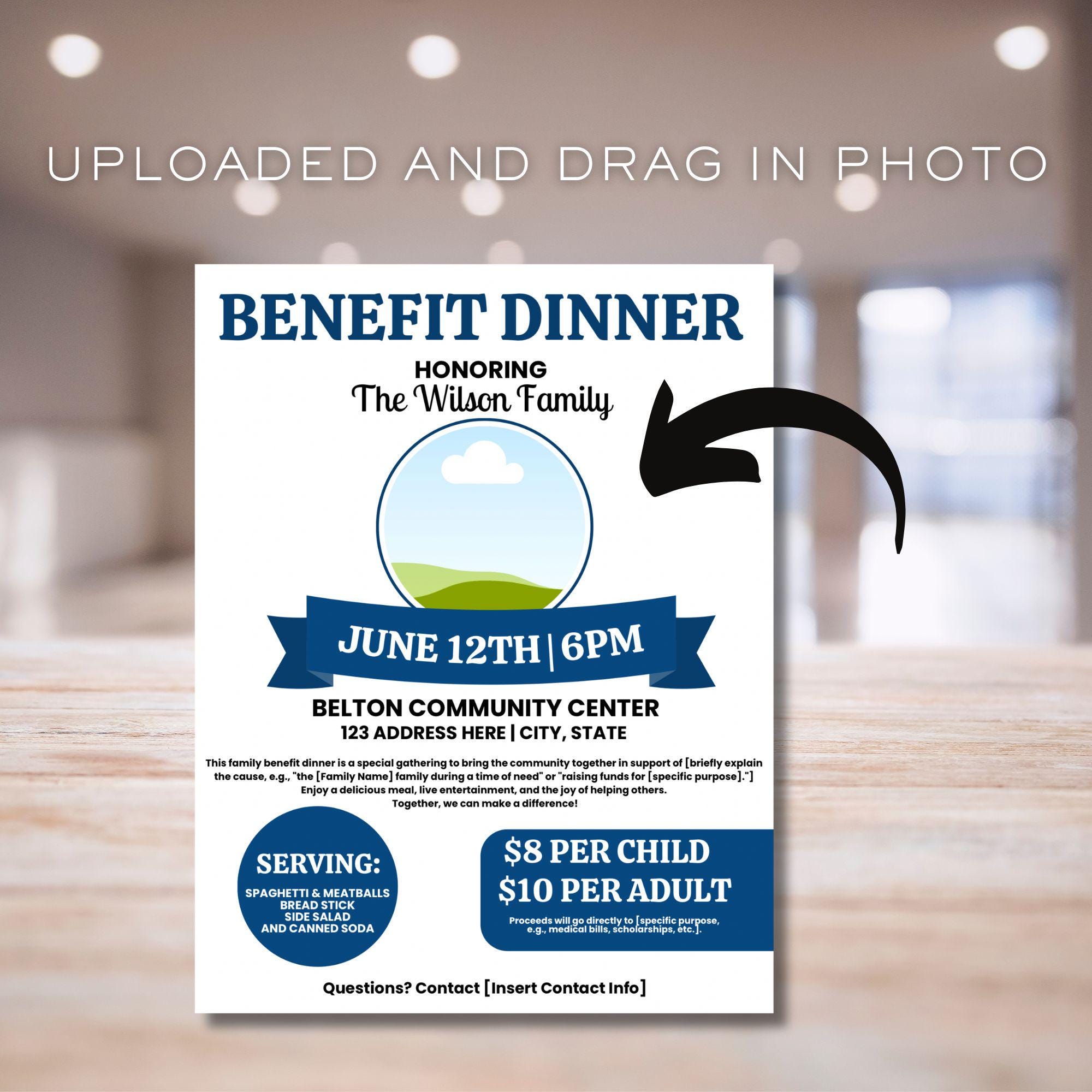 Family Benefit Dinner Flyer, Fundraiser Dinner Flyer, Family Flyer ...