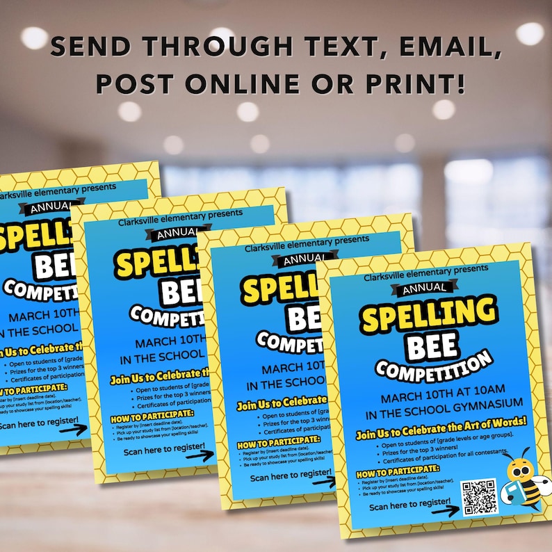 Spelling Bee Flyer, School Spelling Bee, Spelling Competition, Spelling ...