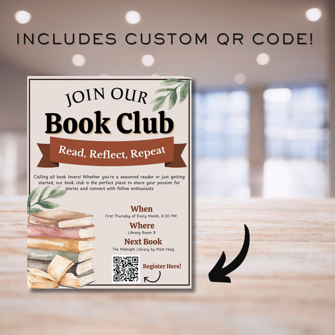 Book Club Flyer, Book Flyer, Book Group Flyer, Library Flyer, Book Advertisement, Book Club Sign ...