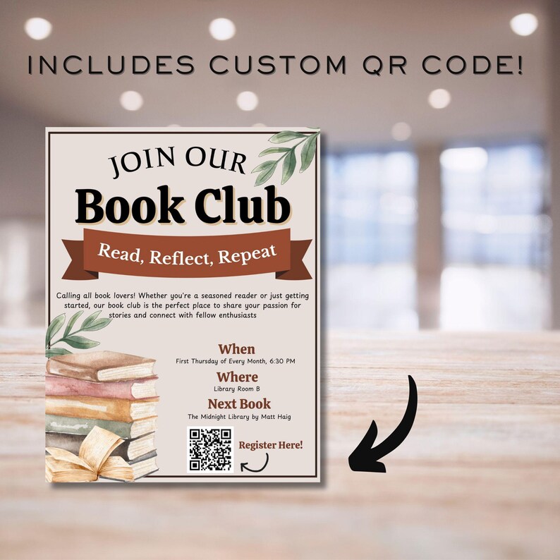 Book Club Flyer, Book Flyer, Book Group Flyer, Library Flyer, Book ...