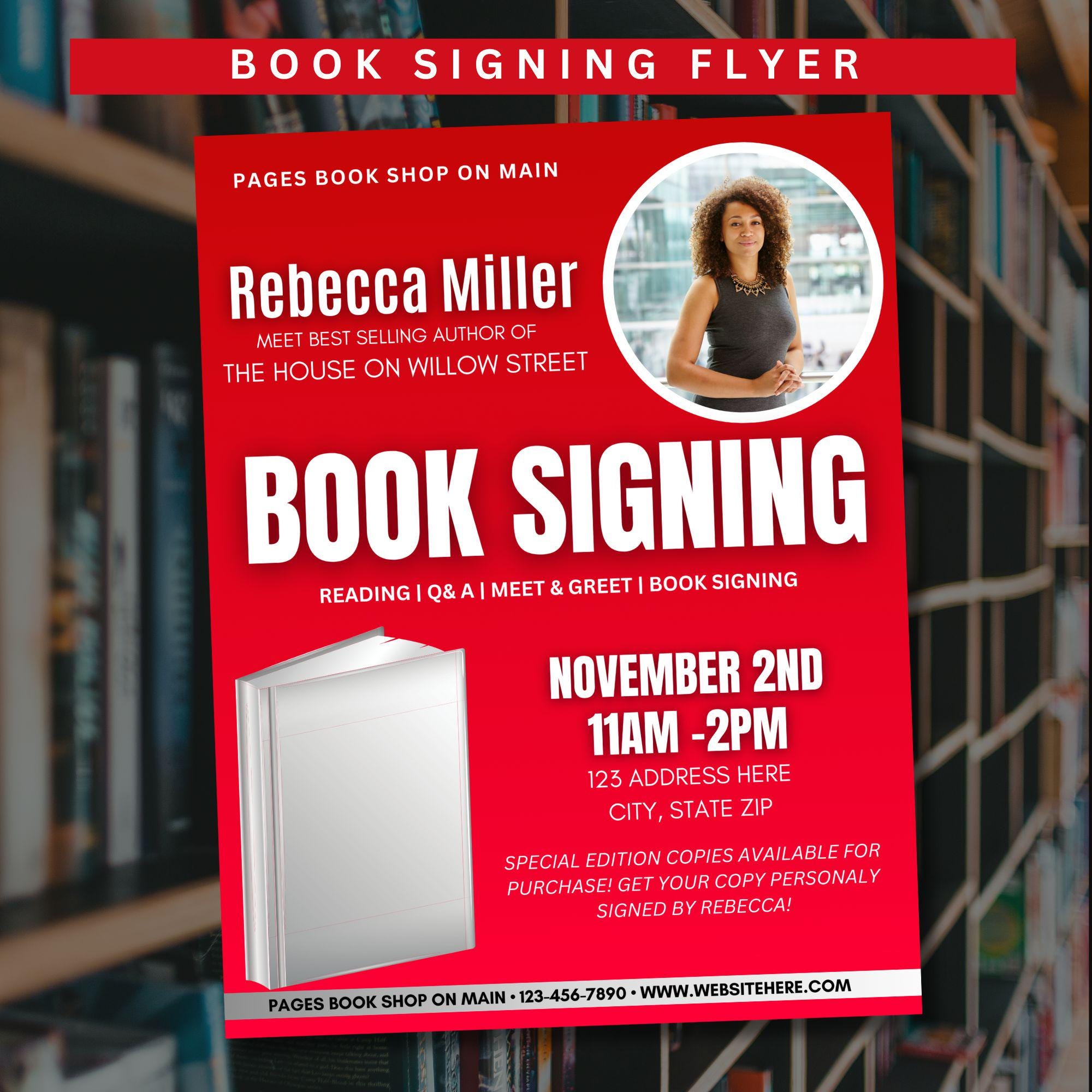 Book Signing Flyer, Bookstore Flyer, Author Meet and Greet Flyer, Author Flyer, Book Club Flyer ...