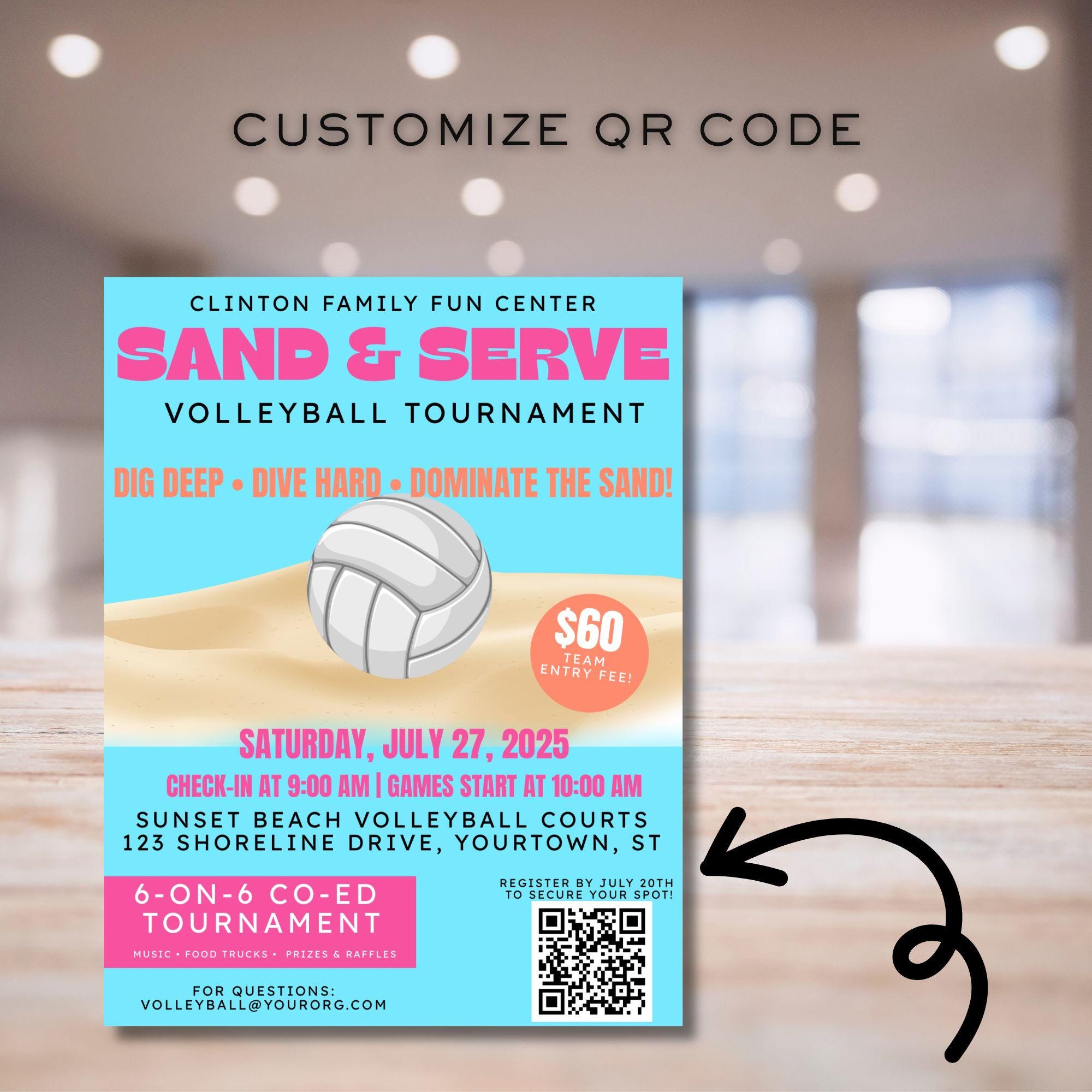 Sand Volleyball Tournament Flyer, Volleyball Flyer, Summer Volleyball ...