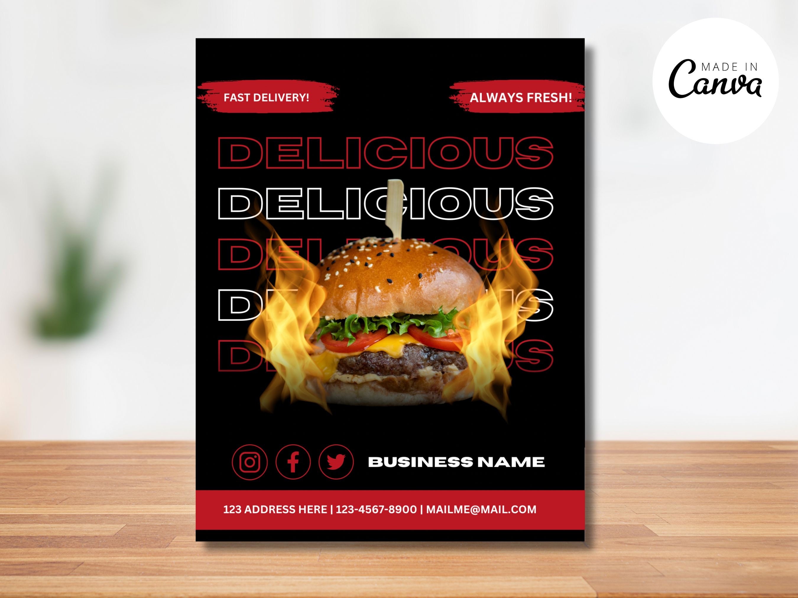 Editable Burger Flyer, Restaurant Flyer, Food Service Flyer, Canva ...