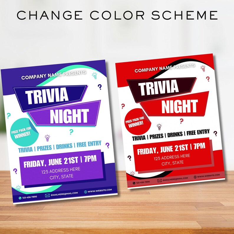 Trivia Night Editable Flyer, Trivia Night Flyer, Trivia Ad, Trivia ...