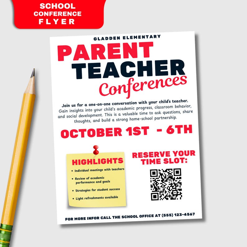 Editable Parent Teacher Conference Flyer Template | School Event ...
