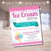Editable Ice Cream Social Flyer, Ice Cream Event Flyer, Editable Flyer ...