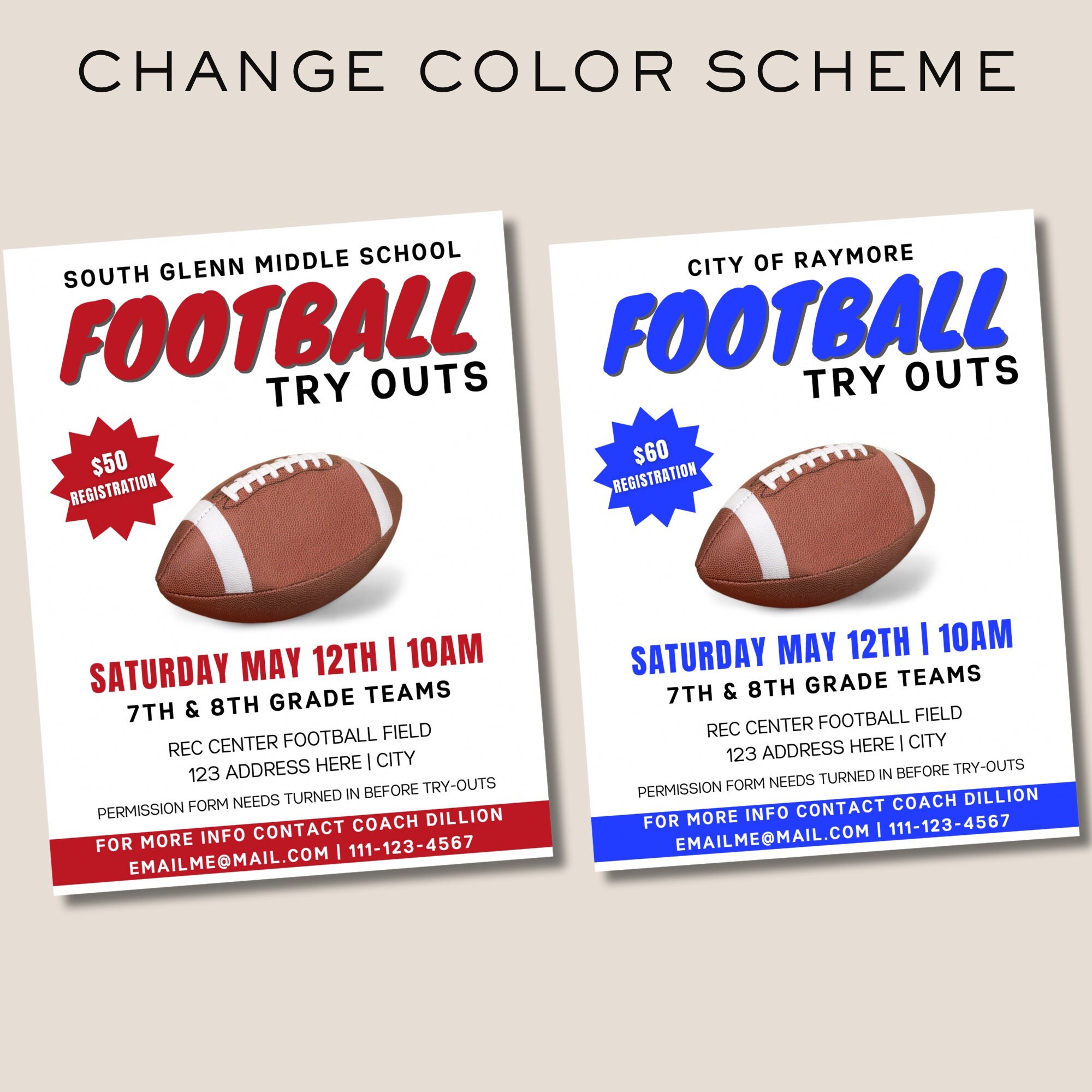 Editable Flyer, Football Flyer, Football Sign up Flyer, Canva Flyer ...