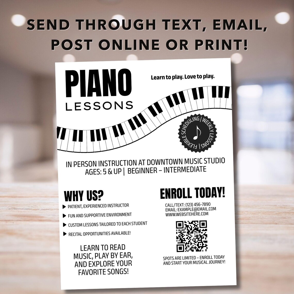 Piano Lessons Flyer Template, Piano Lessons, Music Lessons Flyer, Music ...